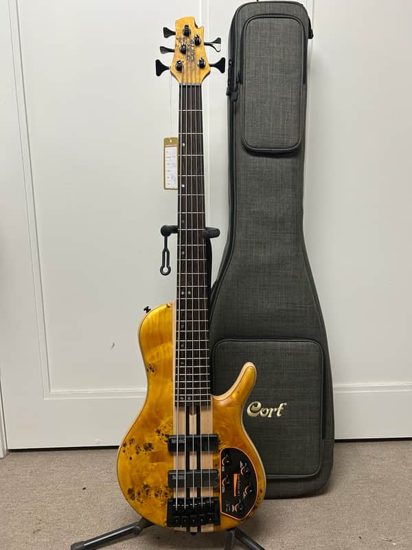 Cort Artisan Series A5 Plus SC 5 String Bass Guitar - Amber Open Pore ...